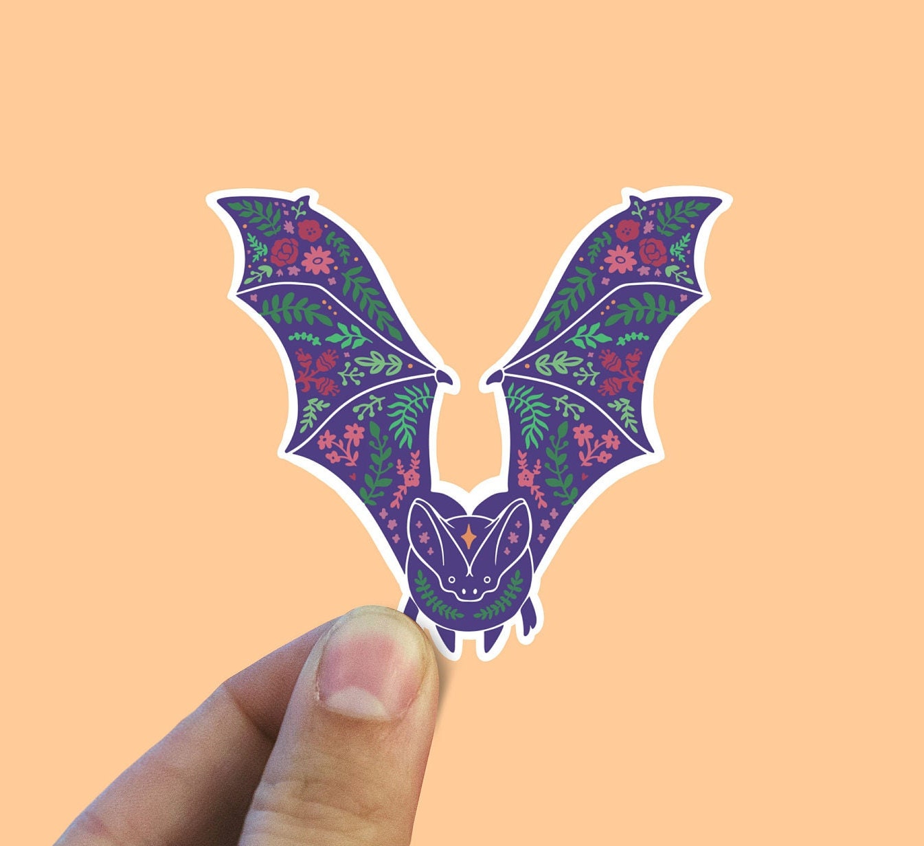 Floral Bat Vinyl Sticker Bats Aesthetic Stickers Trendy | Etsy