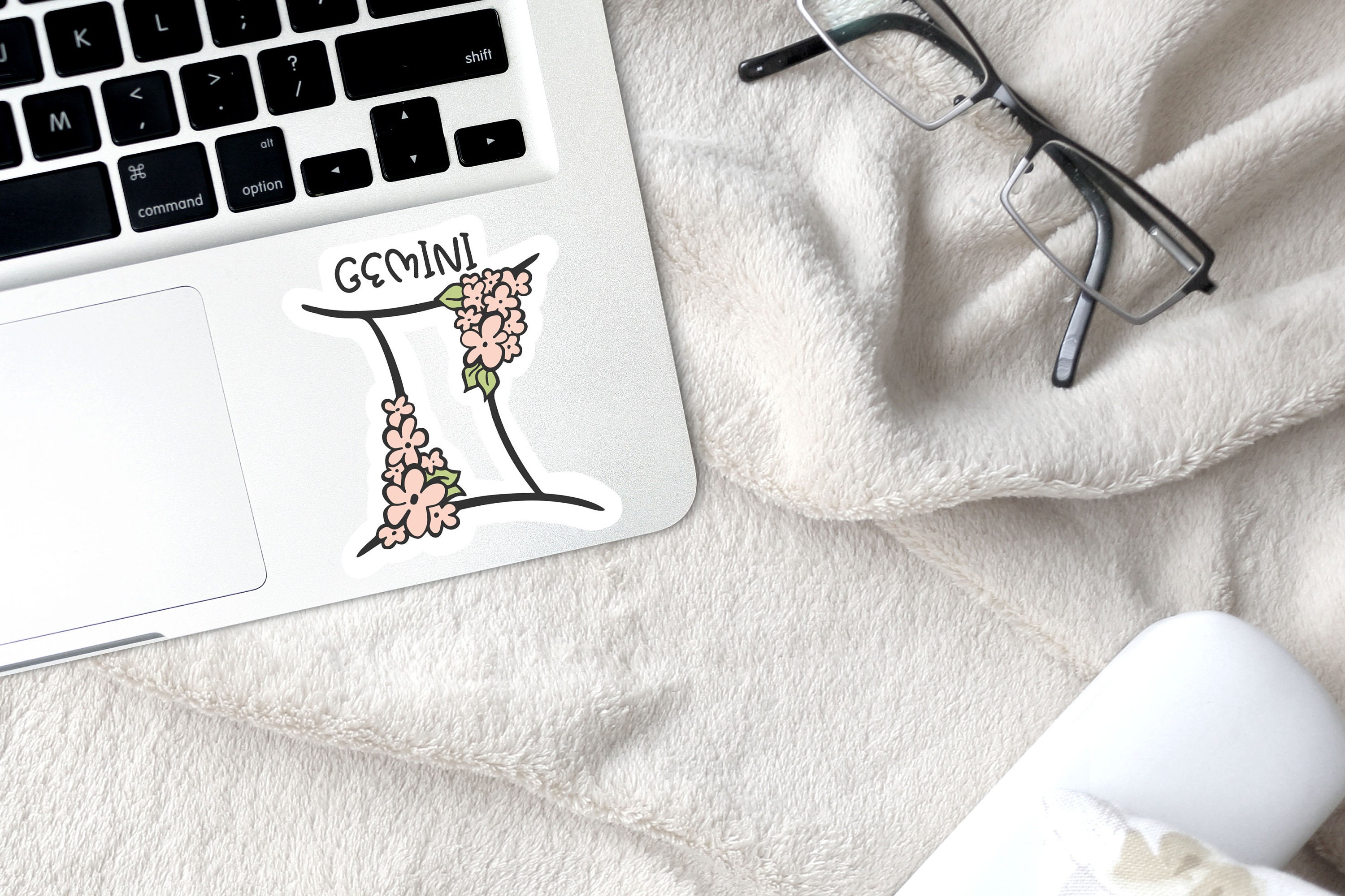 Flowered Gemini Sticker Gemini Zodiac Sticker Star Signs - Etsy