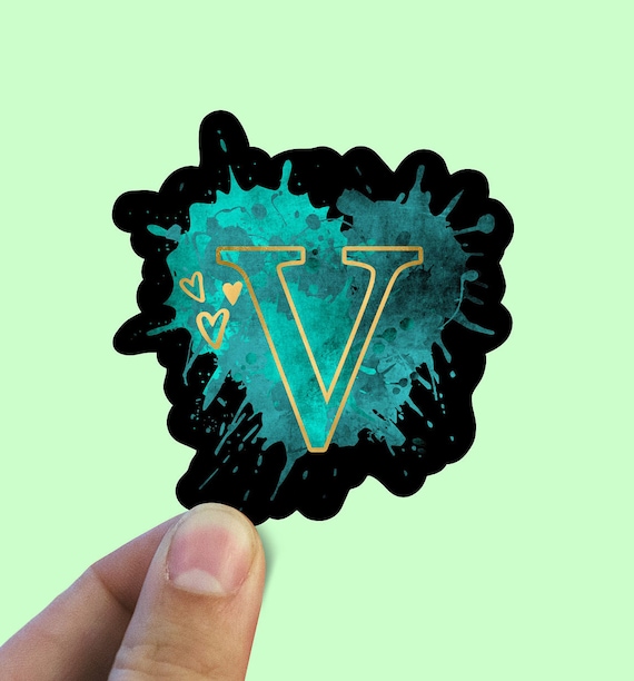 Green Color Splash V Vinyl Sticker Monogram Tumbler Sticker | Etsy