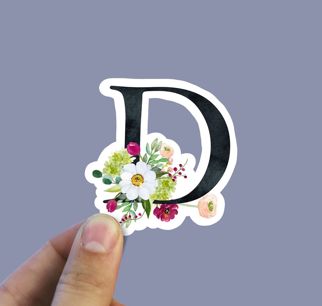 Spring Flower Letter D Vinyl Sticker, Monogram, Best Friend Gift ...