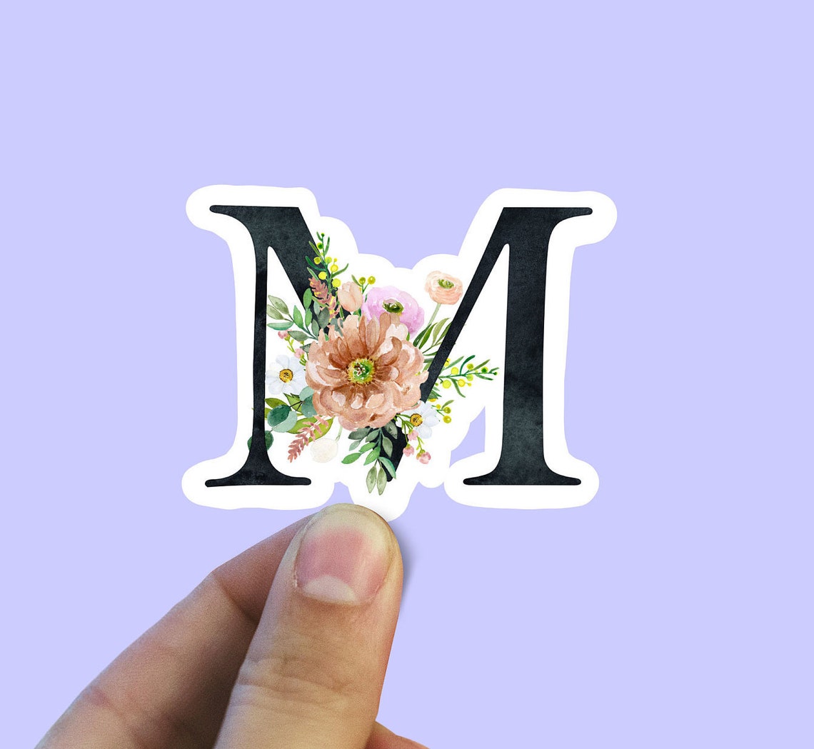Spring Flower Letter M Vinyl Sticker Monogram Best Friend | Etsy