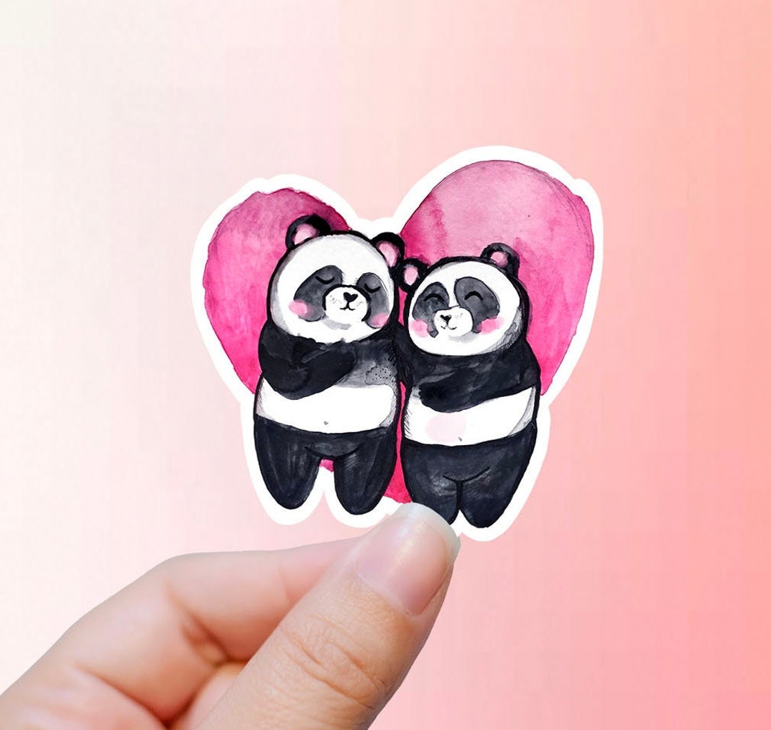 Pandas Heart Vinyl Sticker, Giraffe Sticker, Best Friend Gift, Laptop ...