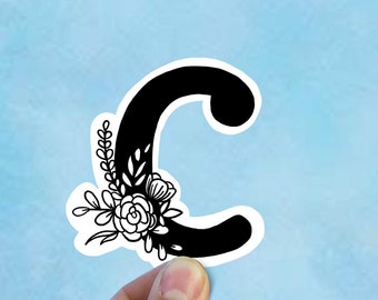 Letter D Flower Vinyl Sticker Monogram Best Friend Gift | Etsy