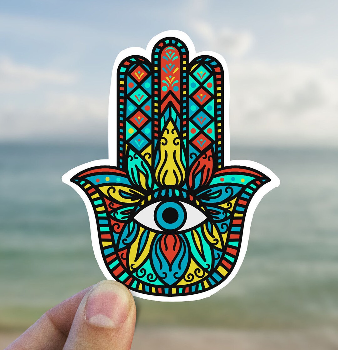 Colorful Hamsa Hand Vinyl Sticker, Evil Eye, Best Friend Gift, Laptop ...