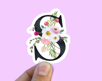 Spring Flower Letter A Vinyl Sticker Monogram Best Friend | Etsy