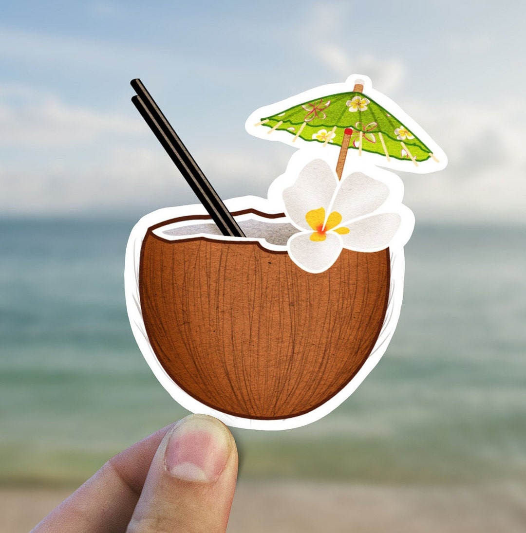 Coconut Drink Vinyl Sticker, Best Friend Gift, Summer, , Laptop Sticker ...