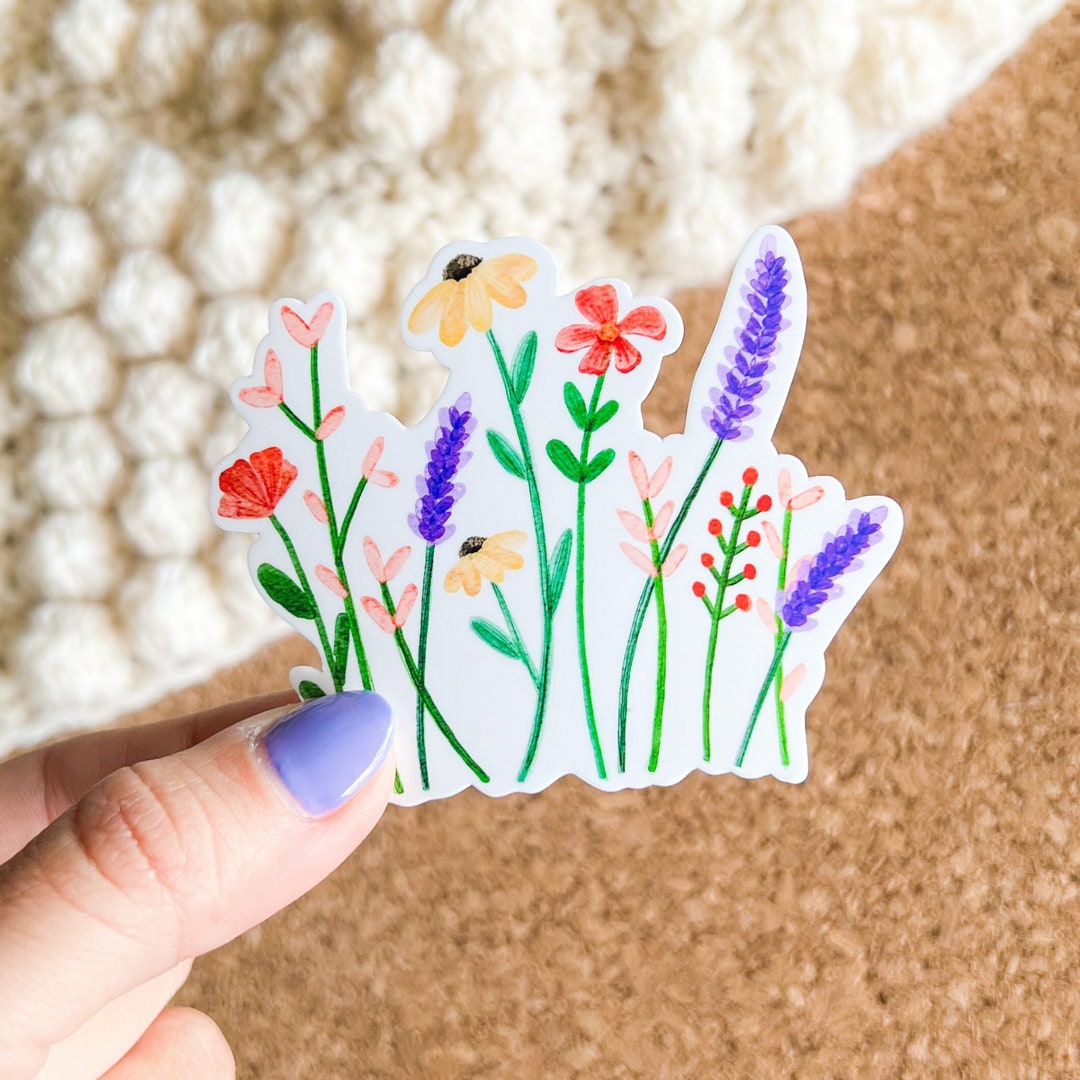 Wildflower Meadows Sticker, Vinyl Sticker, Floral Stickers, Waterproof ...