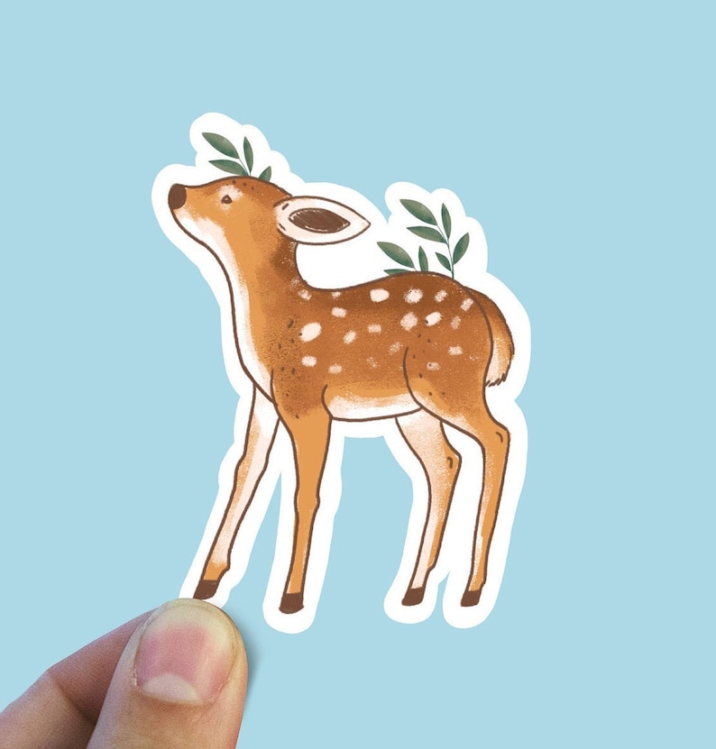 Watercolor Baby Deer Vinyl Sticker Deer Sticker Best Friend - Etsy