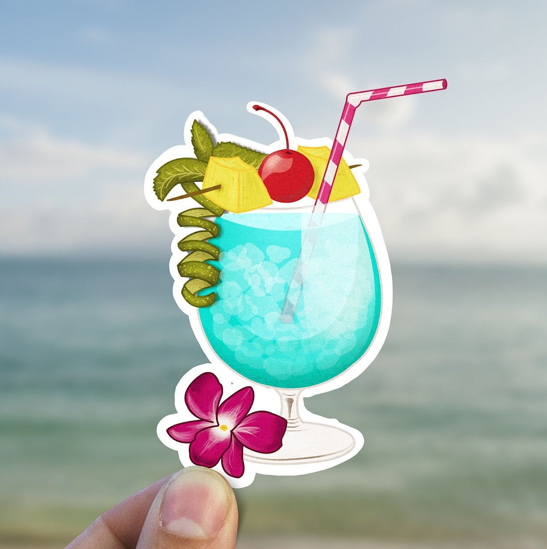 Tropical Drink Vinyl Sticker, Best Friend Gift, Summer, , Laptop ...