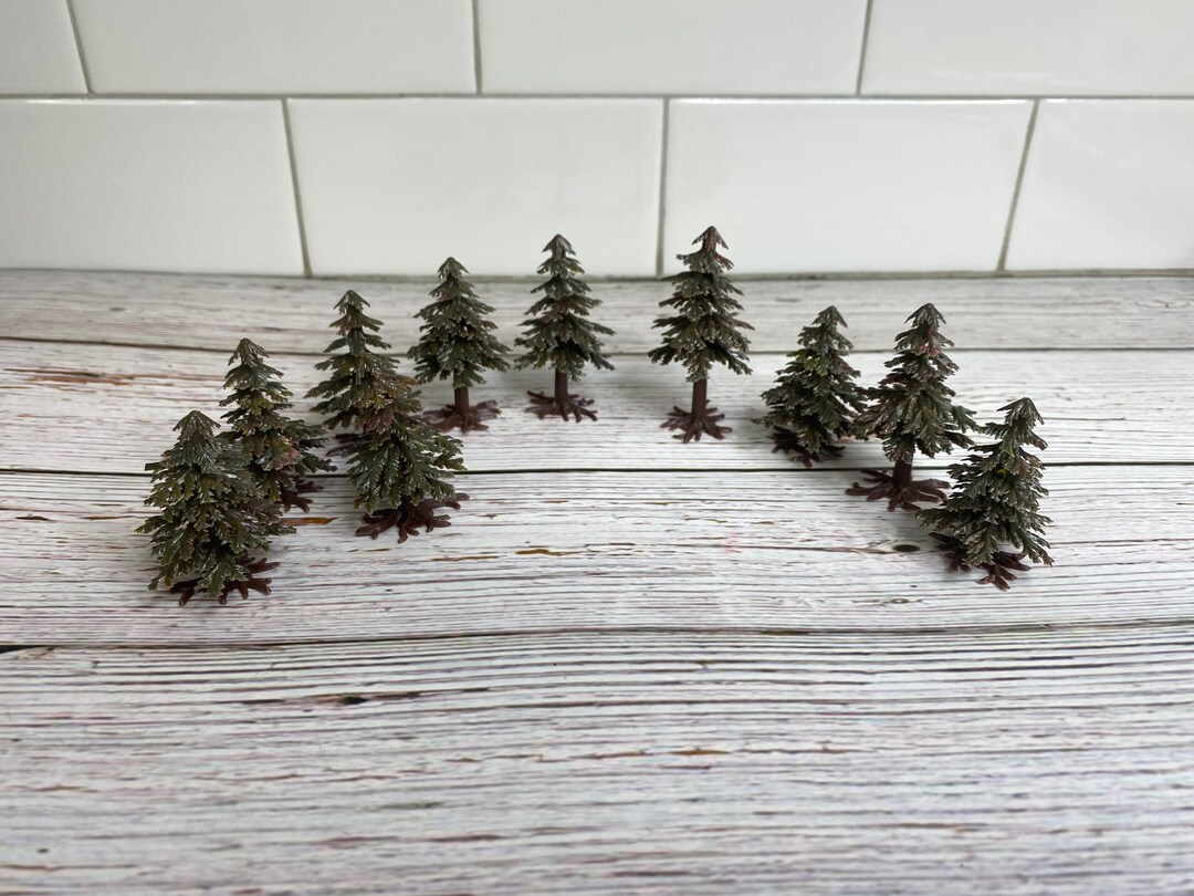 Set If 10 Vintage Trees Railroad Train Decor Adjustable Sizes Made in ...