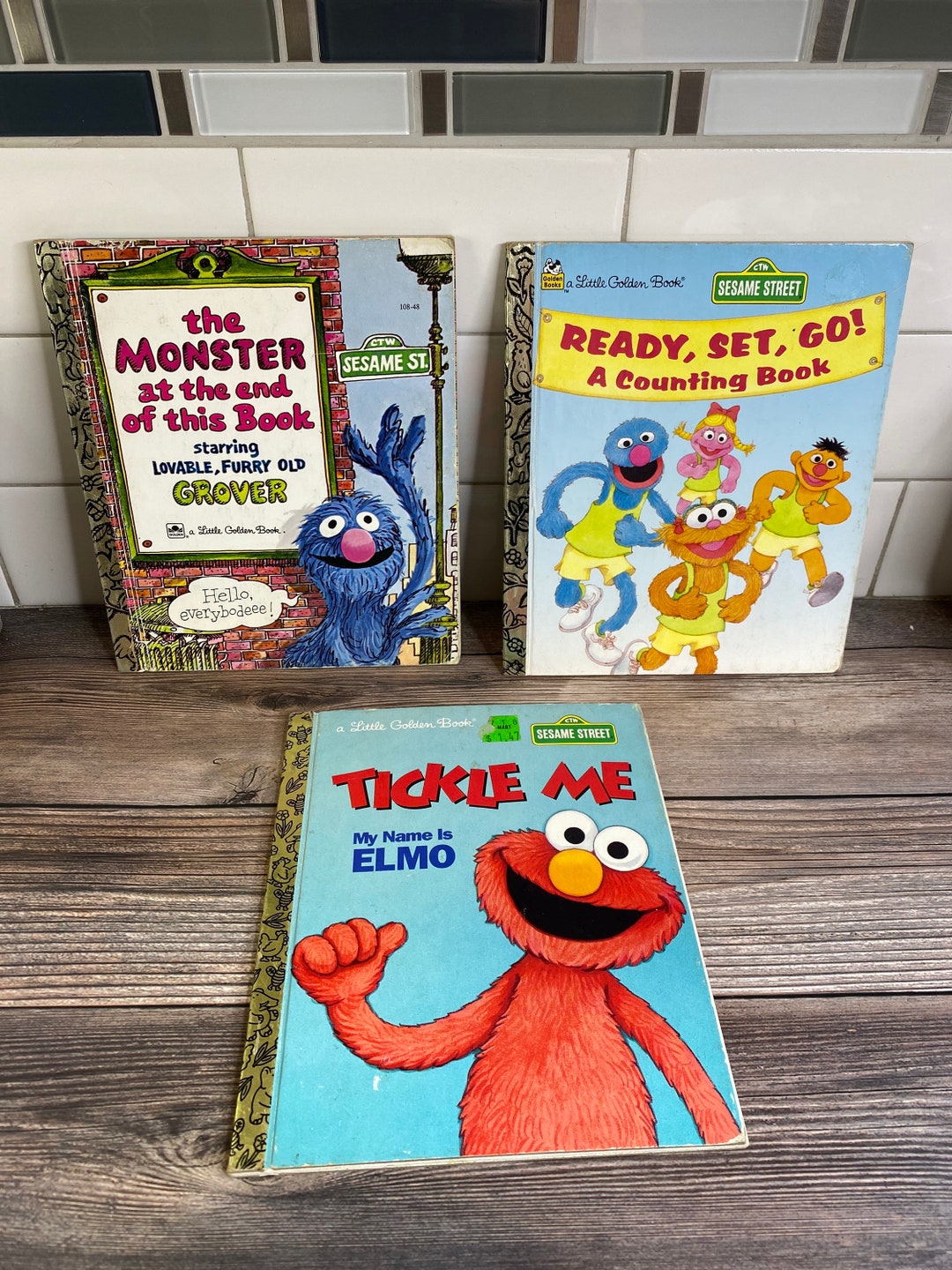 Vintage little golden book choose 1 sesame Street Elmo cookie monster ...