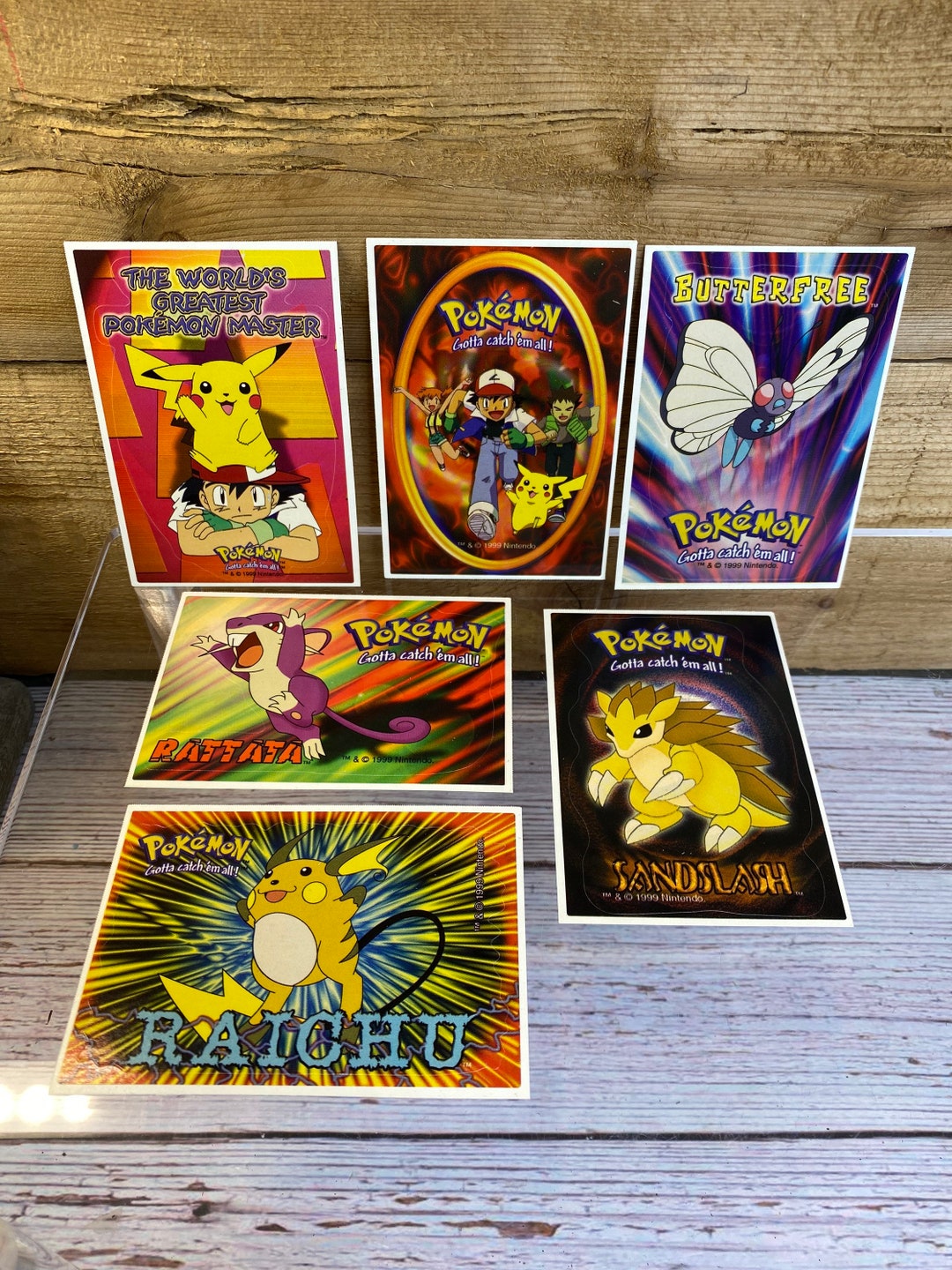 Vintage 1999 Pokémon Nintendo Sticker ~ Ash Raichu Sandslash Tattata ...