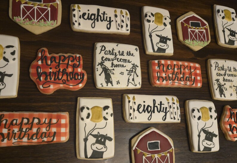 Cow/farm Theme Sugar Cookies 1 Dozen - Etsy