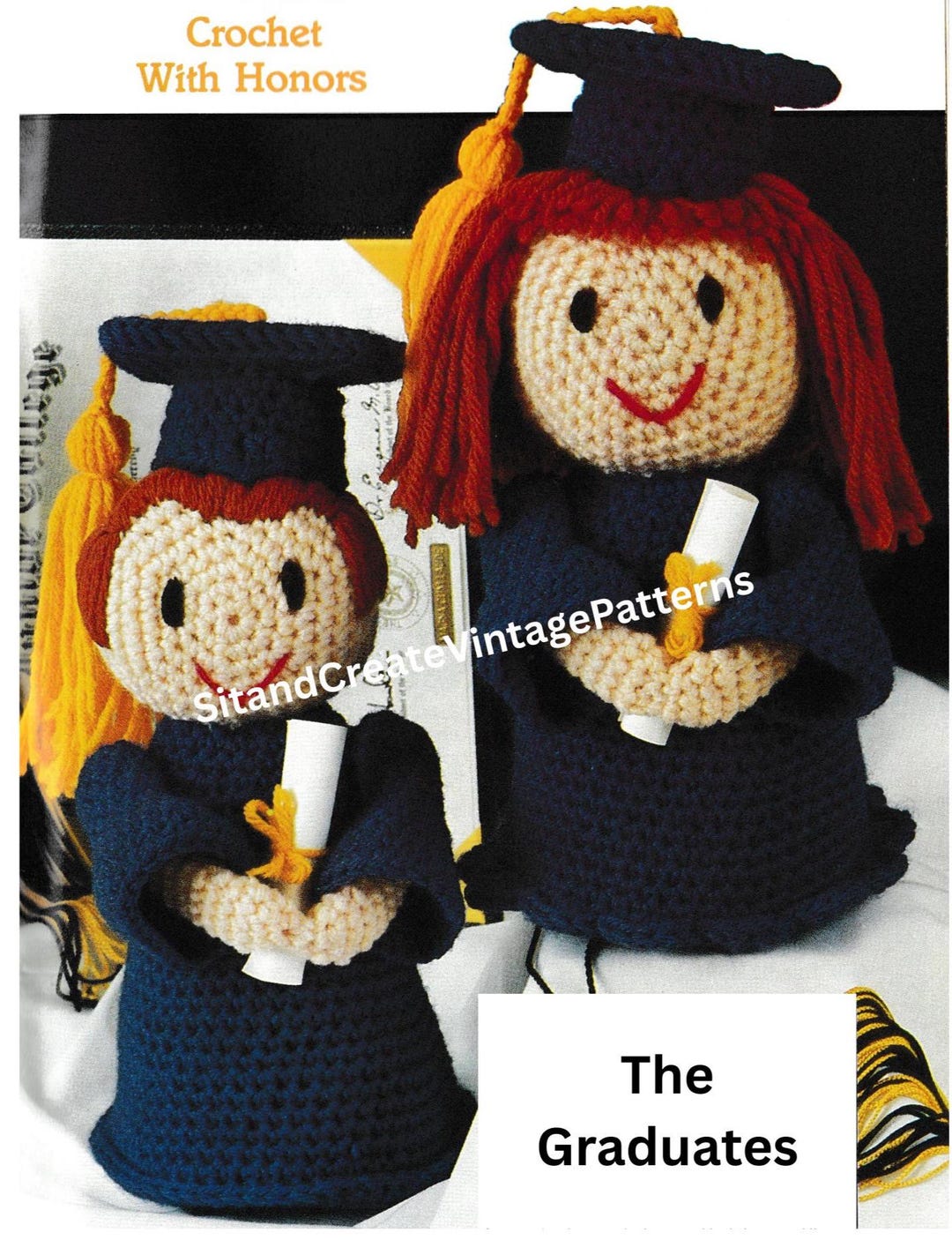 Vintage Crochet Graduate Dolls - Etsy