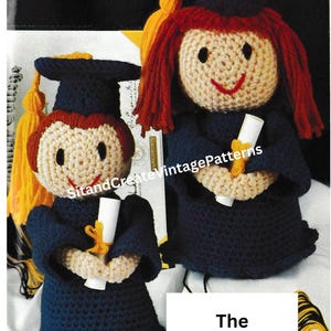 Vintage Crochet Graduate Dolls - Etsy