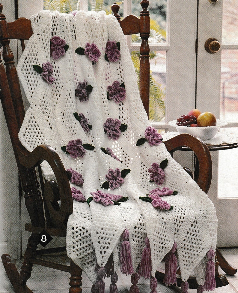 Vintage Crochet Rose Granny Square Afghan - Etsy