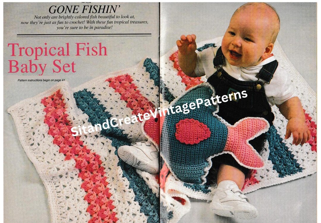 Vintage Crochet Tropical Fish Baby Set - Etsy