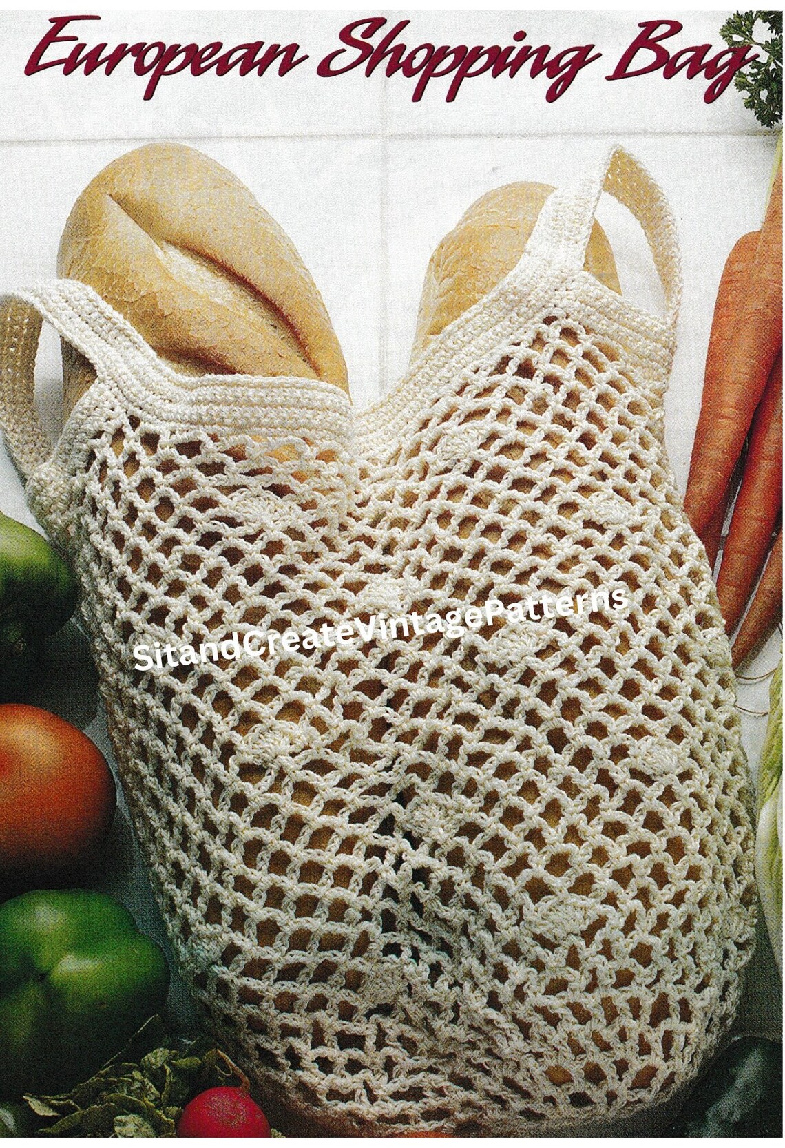 Vintage Crochet European Shopping Bag - Etsy