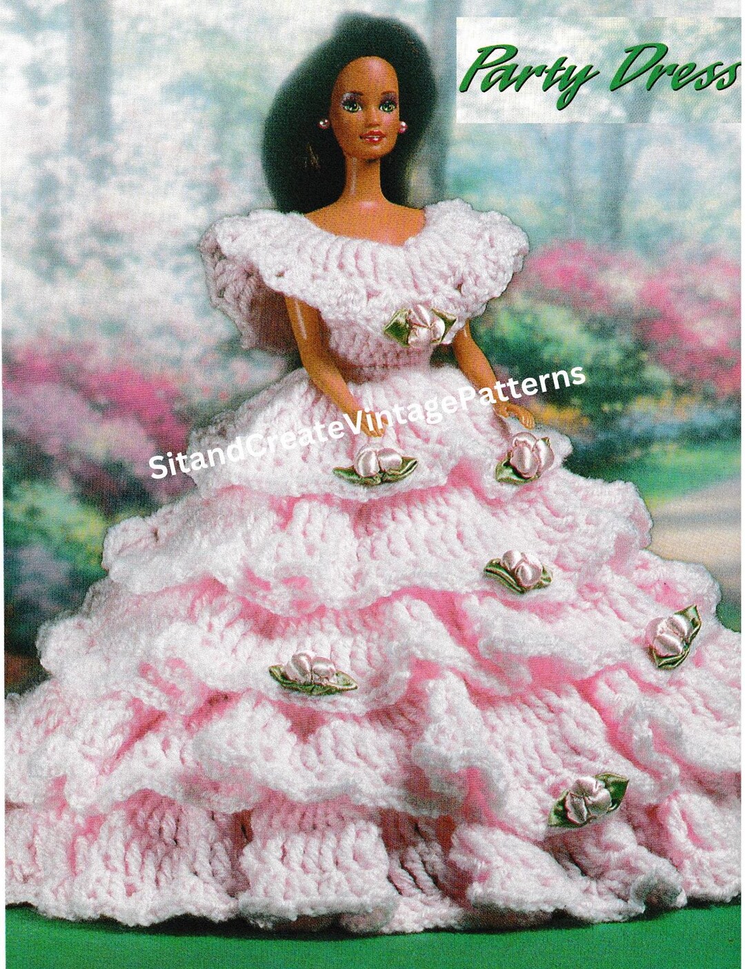 Vintage Crochet Doll Party Dress Etsy