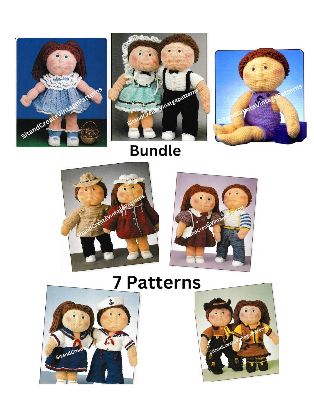 Vintage Crochet Debbie Ann/scotty Dolls/dress Suit and Dress/cowboy ...