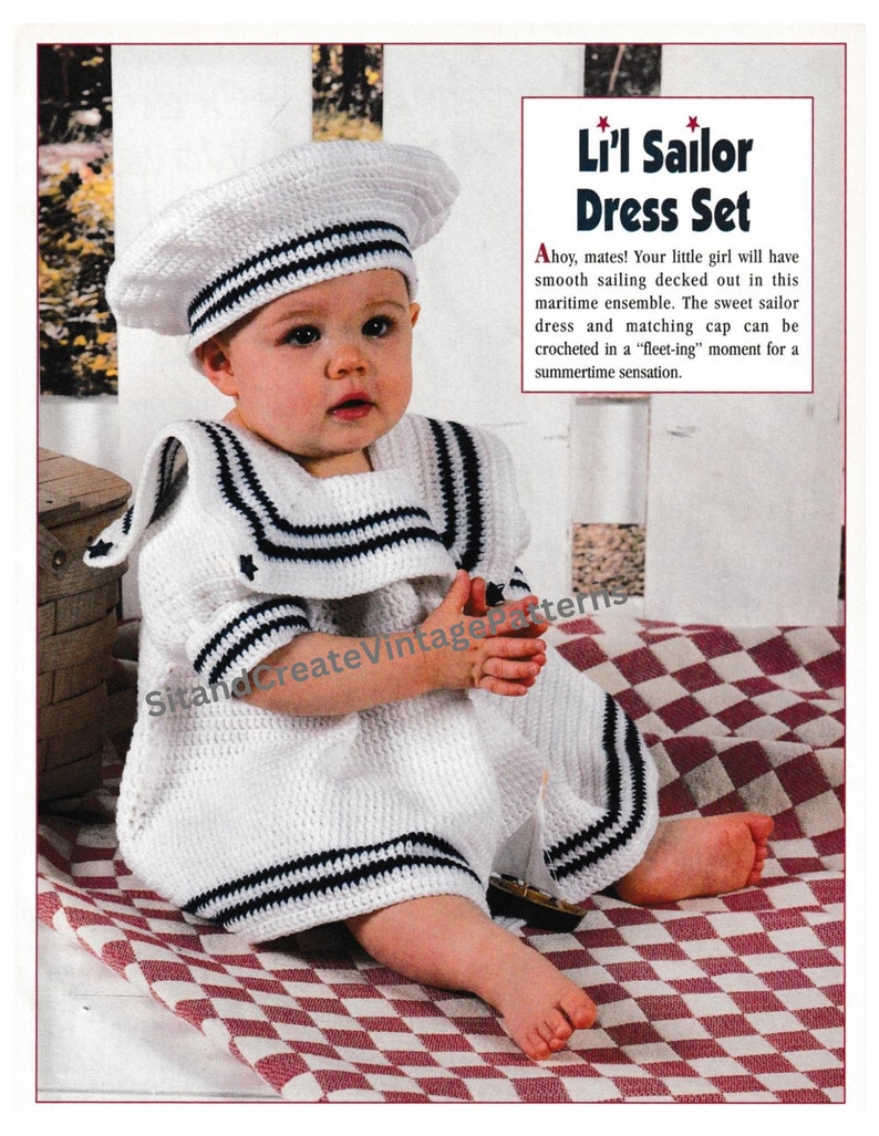 Vintage Crochet Lil Sailor Dress Set - Etsy