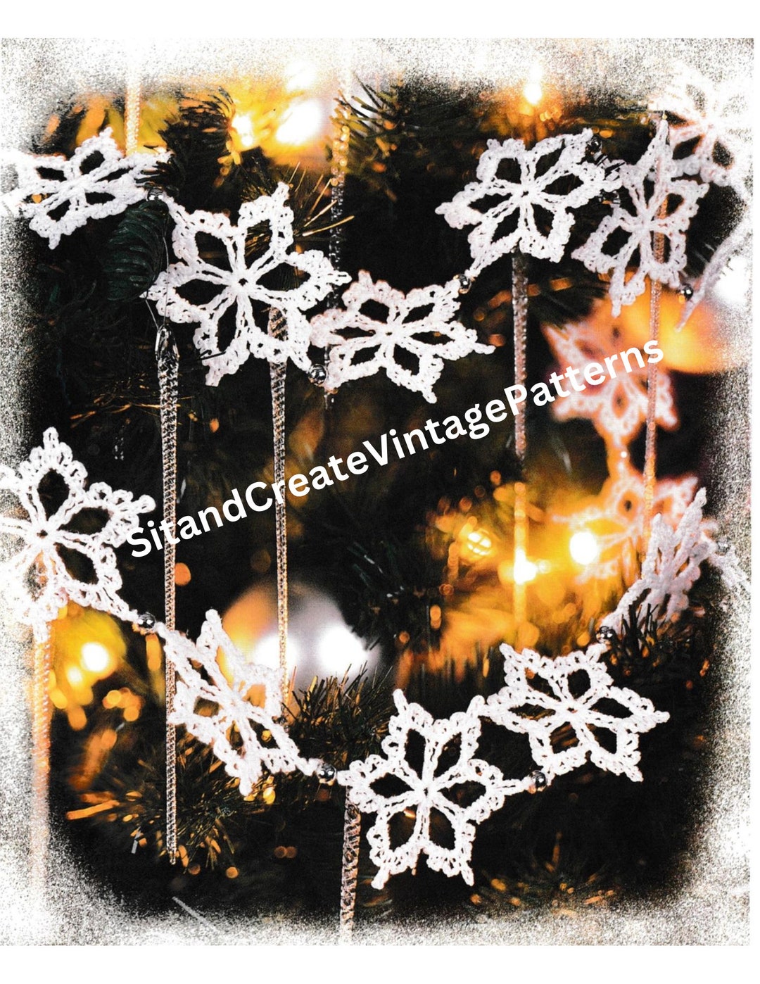 Vintage Crochet Snowflake Tree Garland - Etsy