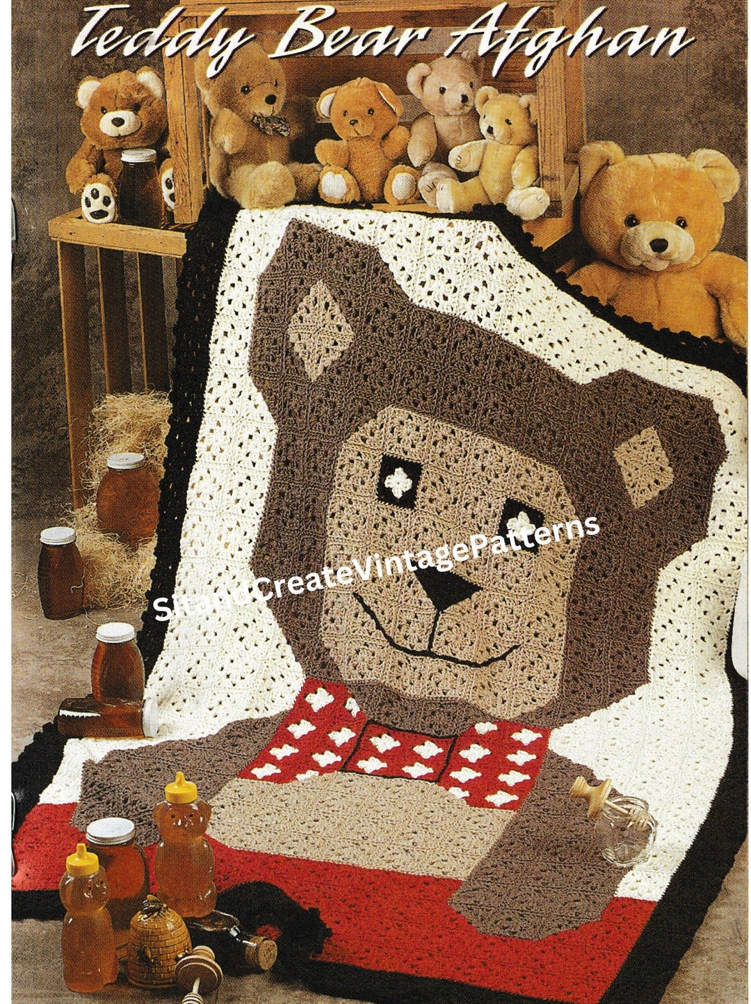 Vintage Crochet Teddy Bear Afghan - Etsy