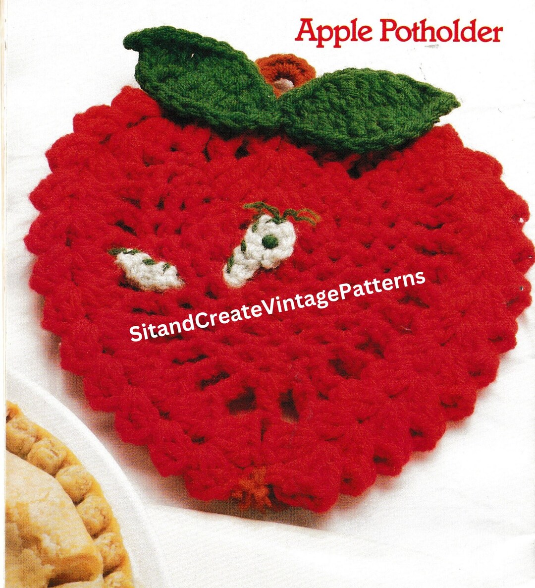 Vintage Crochet Apple Potholder - Etsy