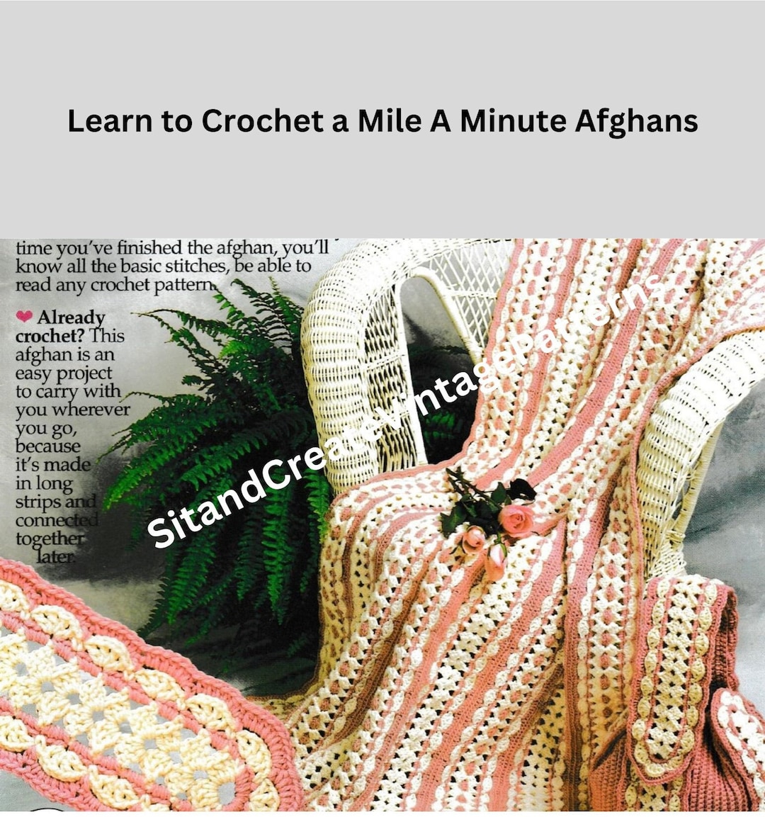 Vintage Book Learn How to Crochet Mile -A- Minute Afghans - Etsy