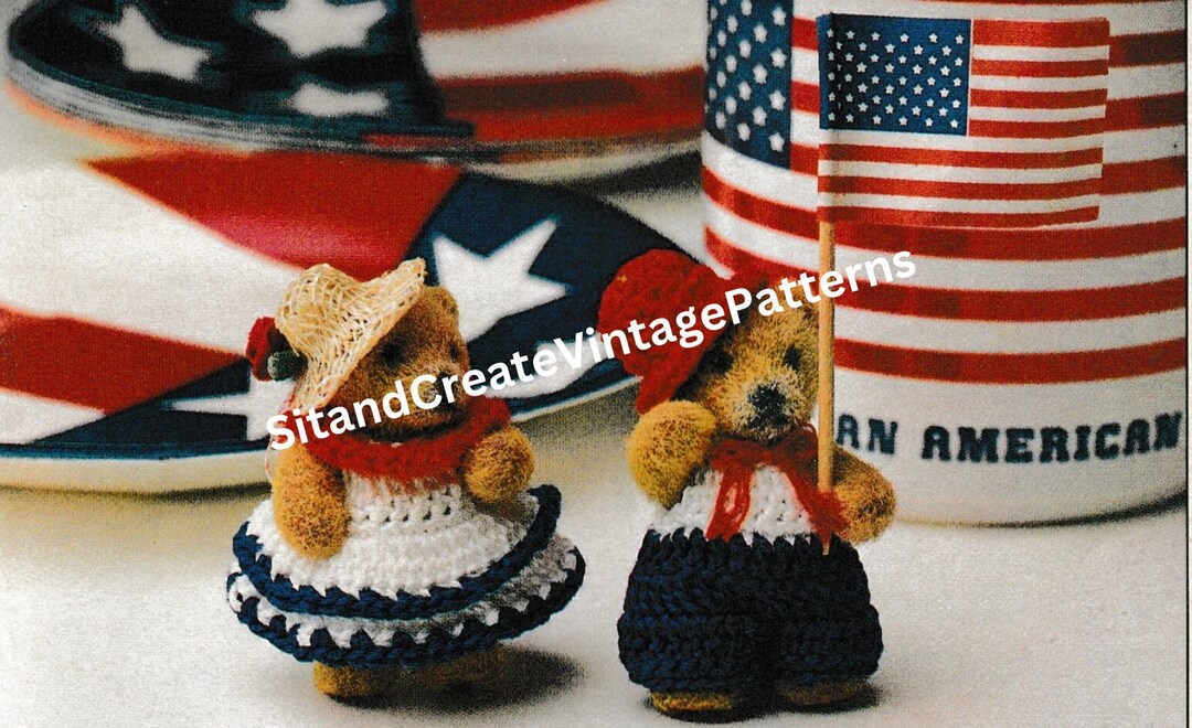 Vintage Crochet Patriotic Mini Bear Clothes - Etsy