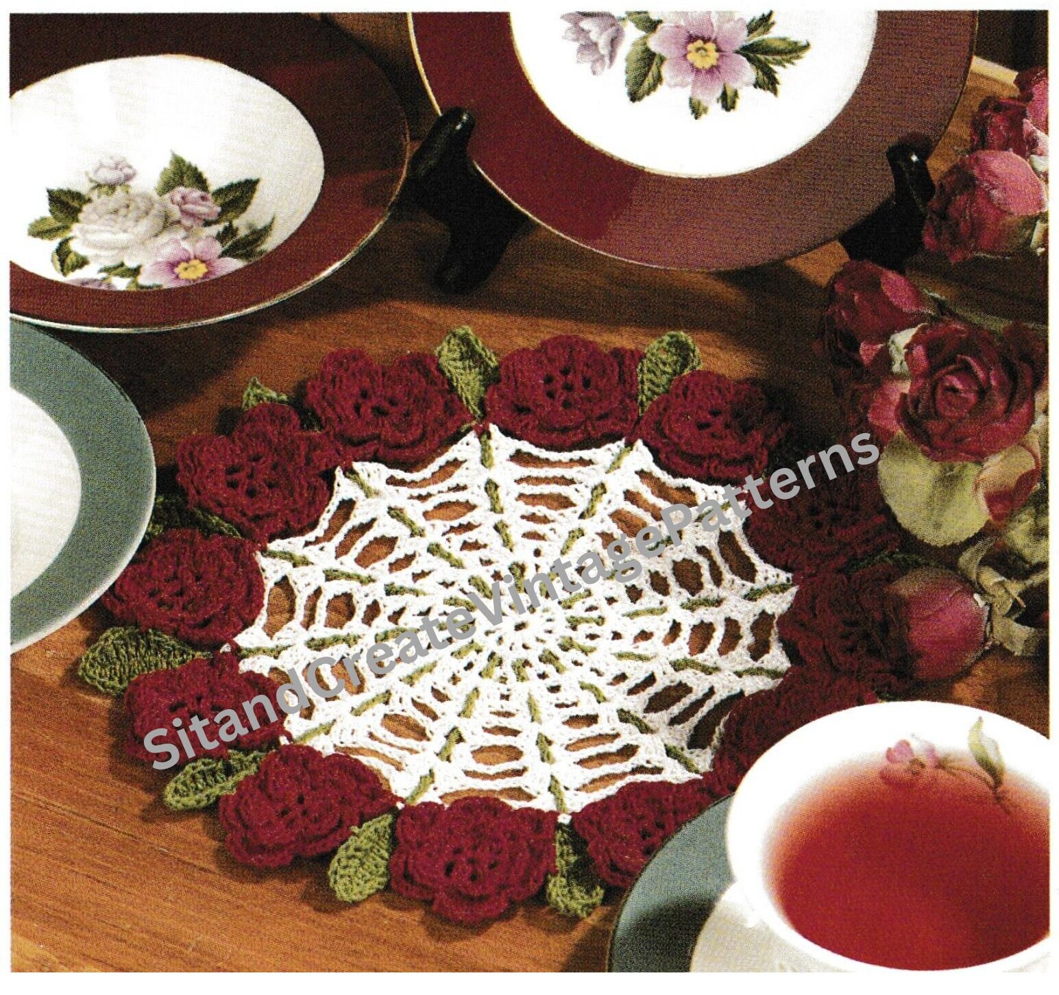 Vintage Crochet Roses Petal Doily - Etsy