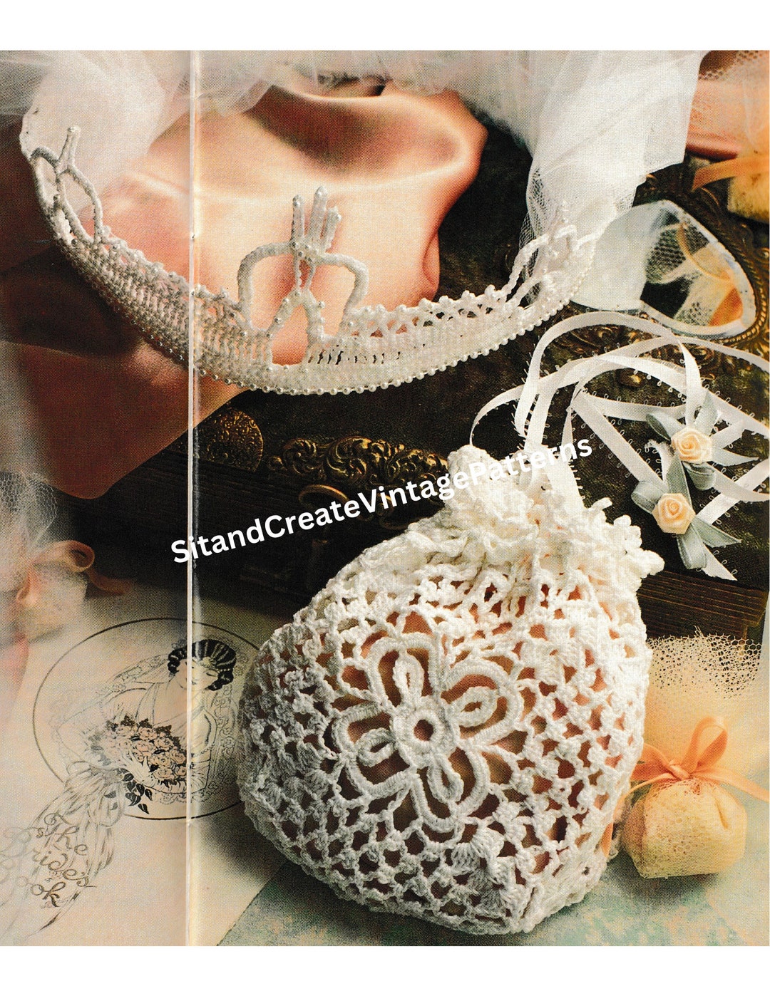Vintage Crochet Bridal Crown and Purse - Etsy