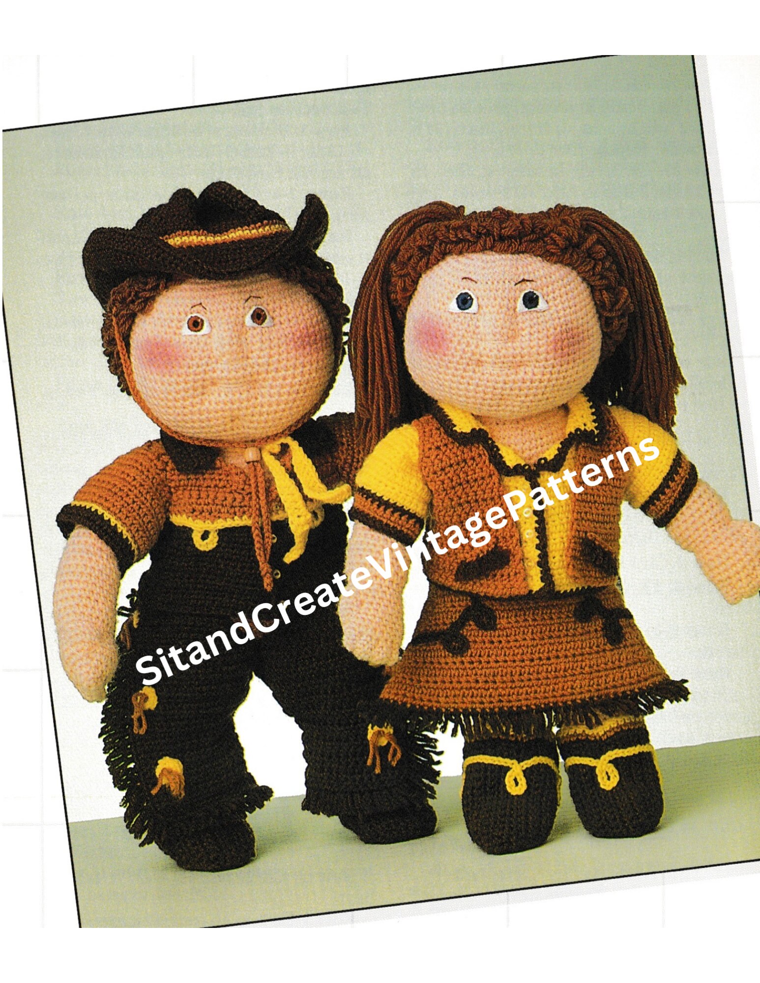 Vintage Crochet Debbie Ann and Scotty Doll/cowboy Set - Etsy