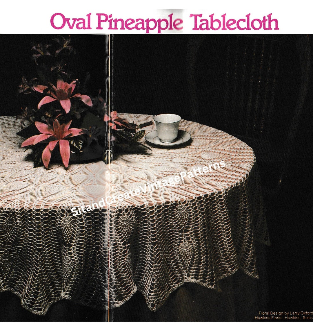 Vintage Crochet Oval Pineapple Tablecloth - Etsy