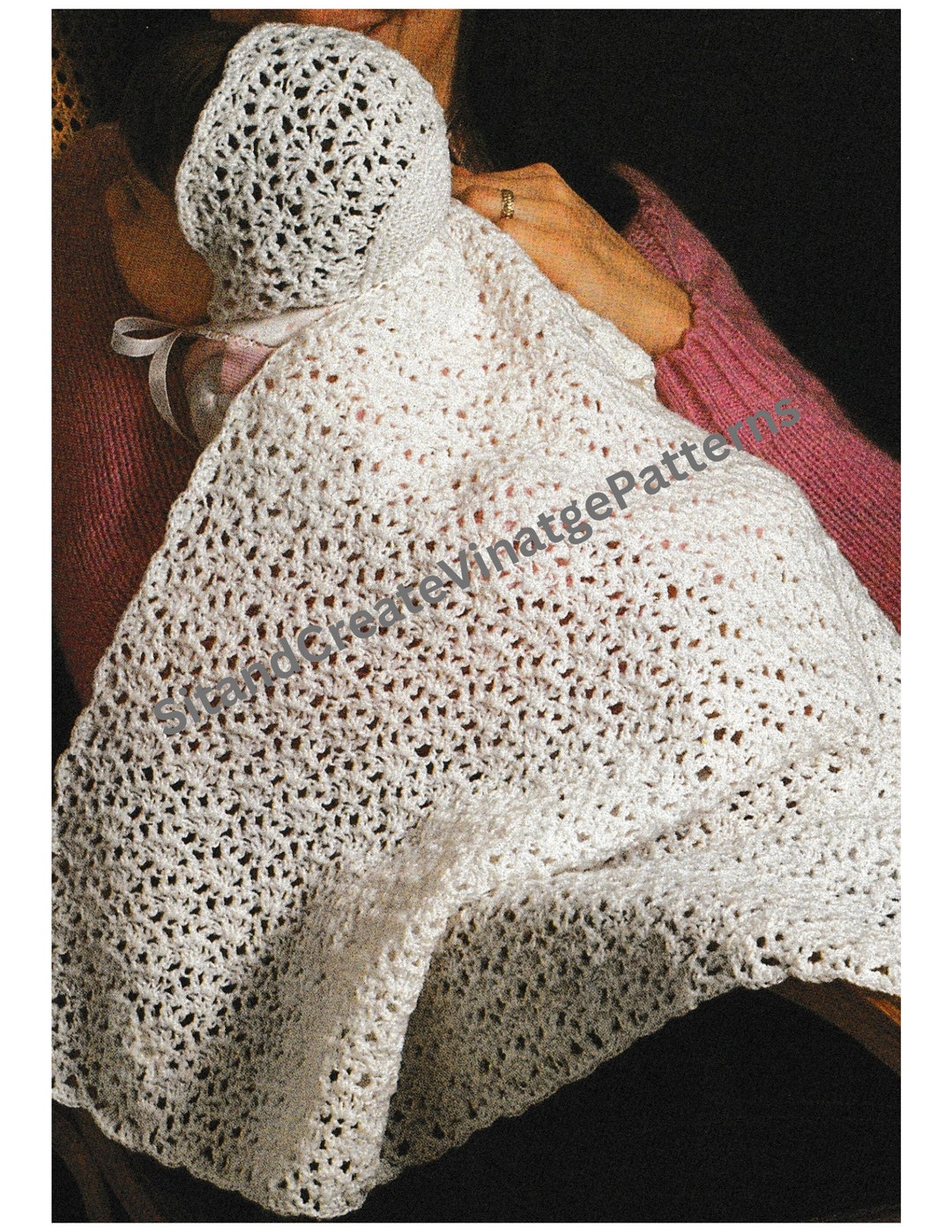 Vintage Crochet Christening Blanket and Cap - Etsy