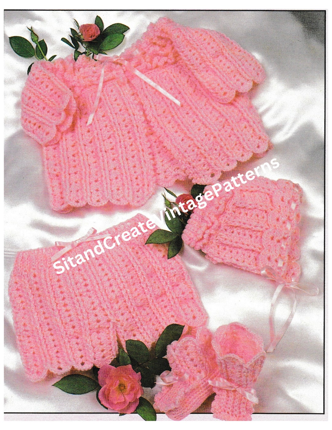 Vintage Crochet Pink Baby Shell Layette Set - Etsy