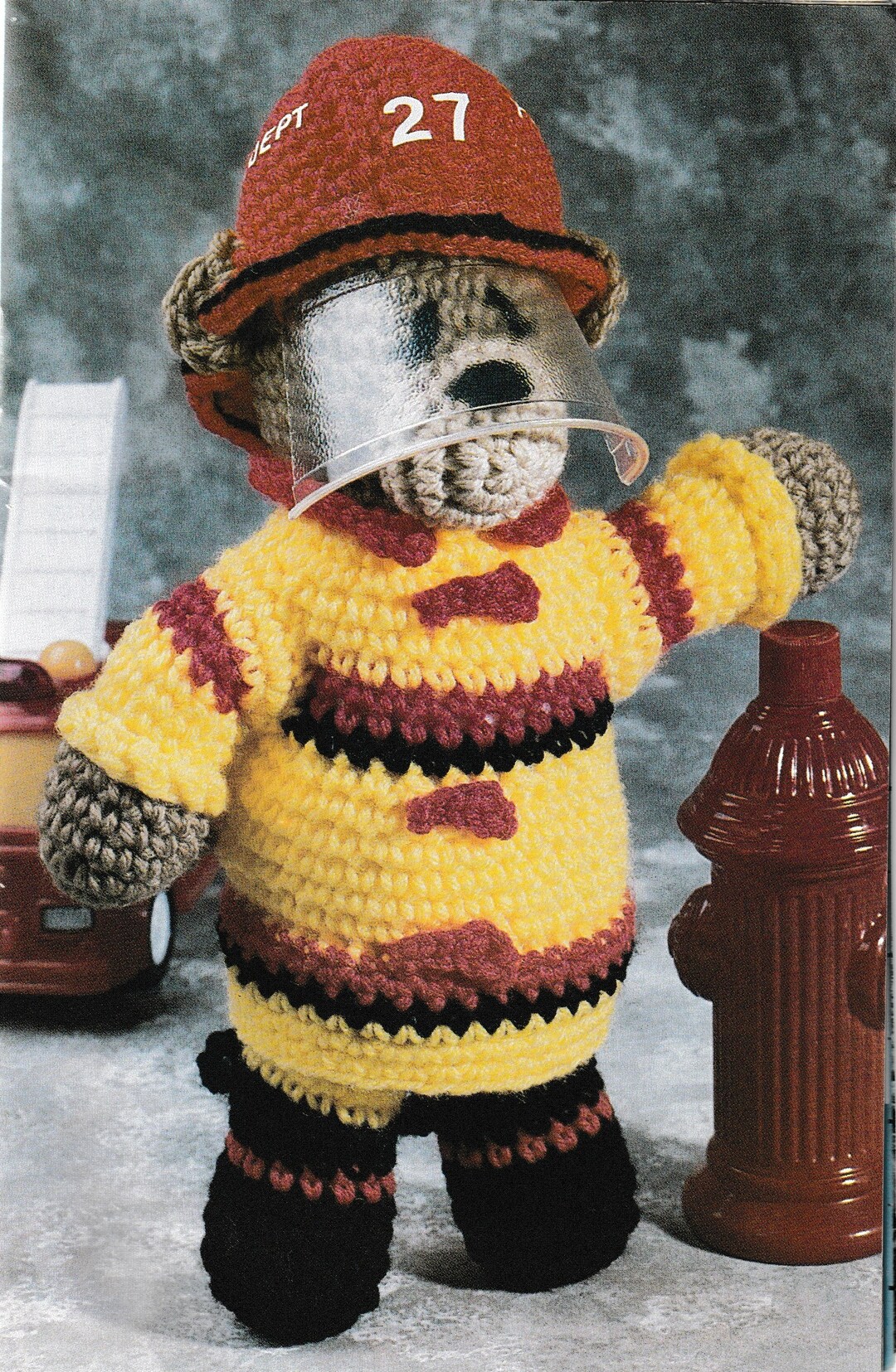 Vintage Crochet Fireman Bear - Etsy