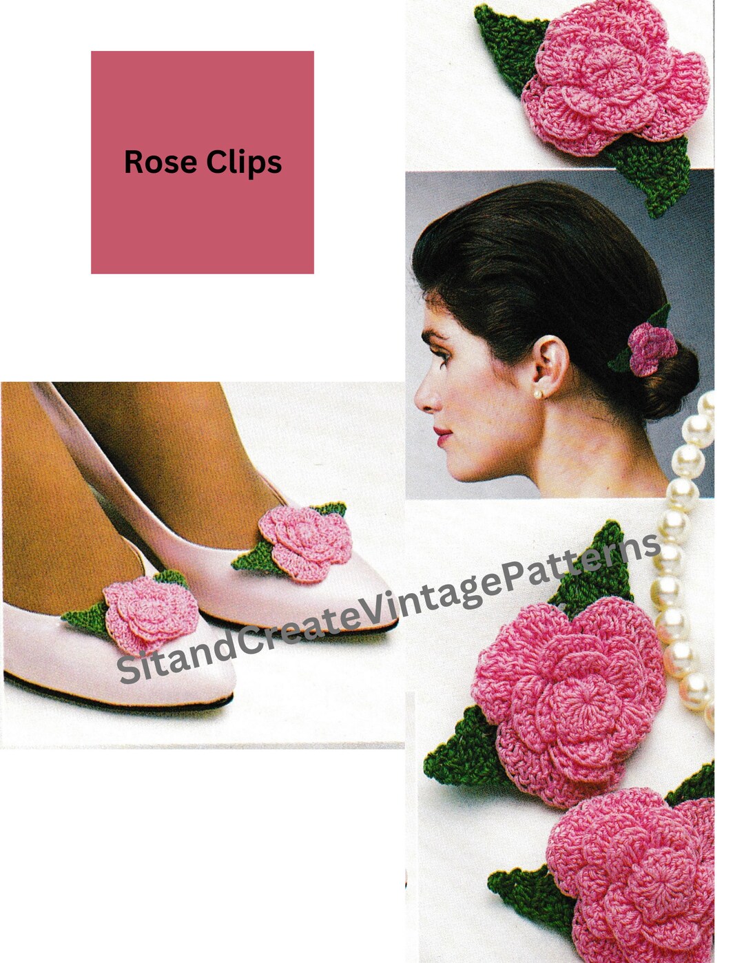 Vintage Crochet Rose Clips - Etsy