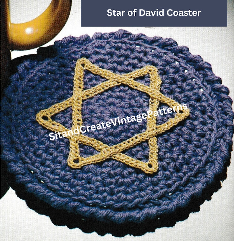Vintage Crochet Star of David Coaster - Etsy