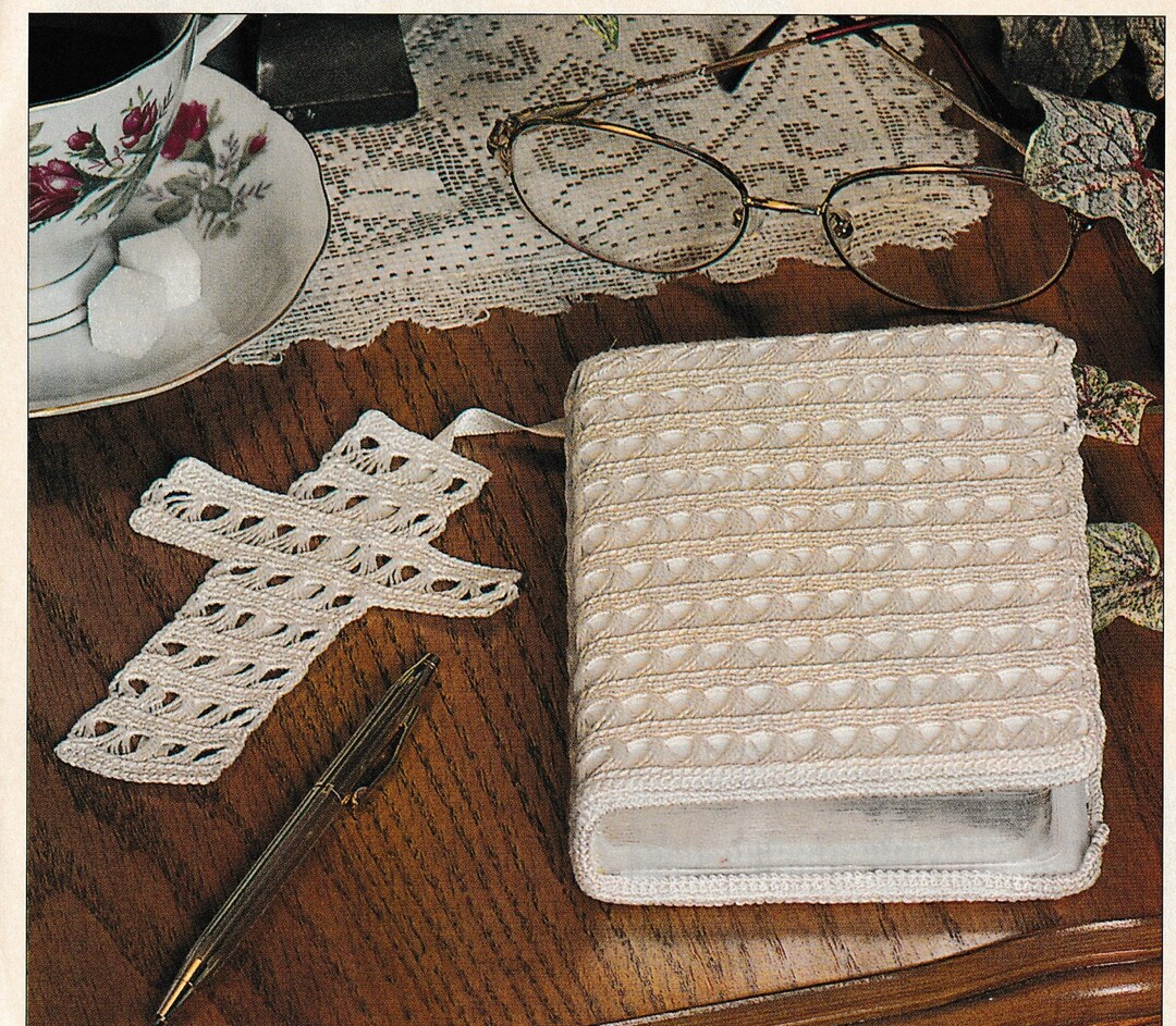 Vintage Crochet Lace Bible Cover and Cross - Etsy