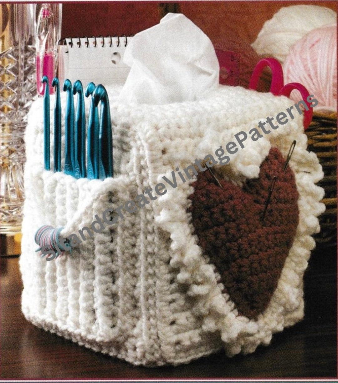 Vintage Crochet Tissue Box Caddy - Etsy