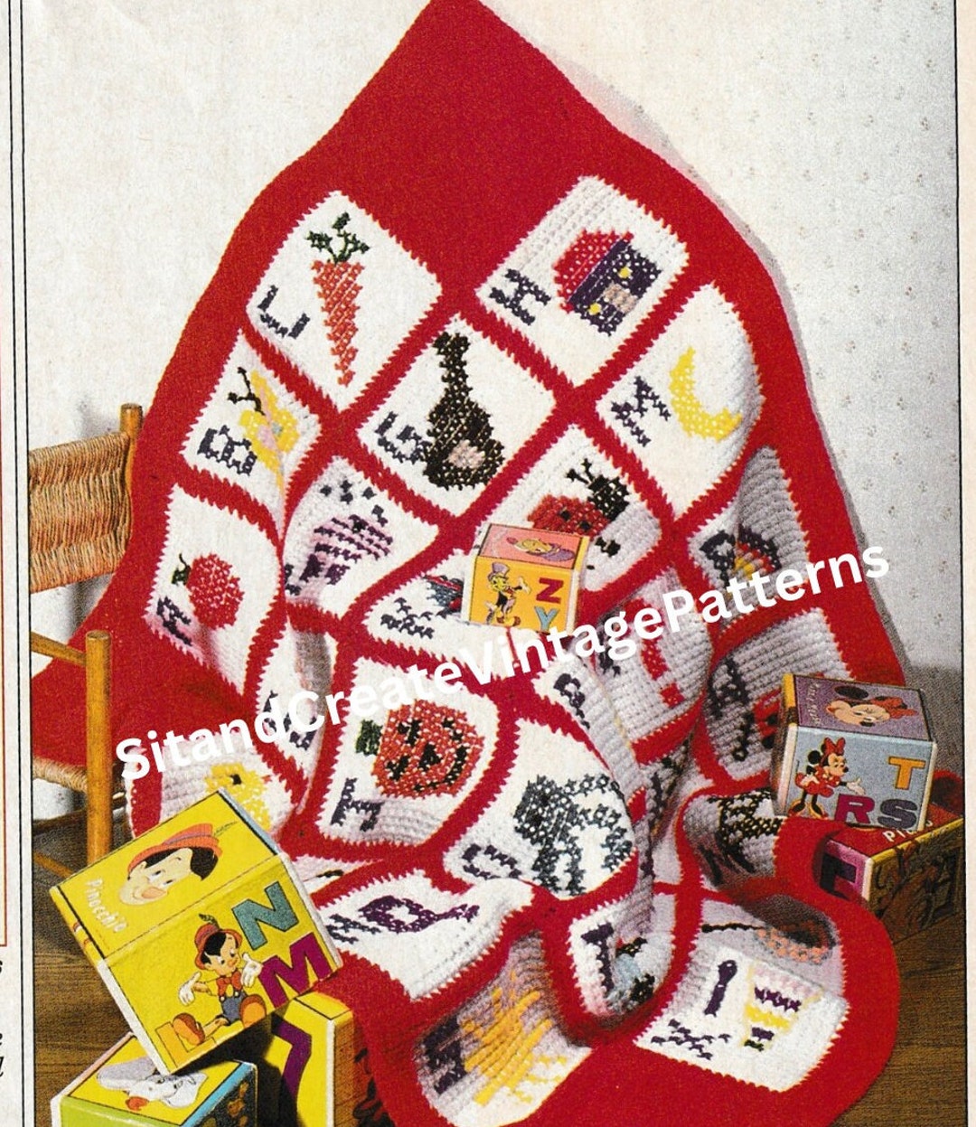 Vintage Crochet Alphabet Afghan - Etsy