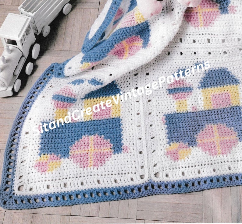 Vintage Baby Cho-cho Train Granny Square Afghan - Etsy