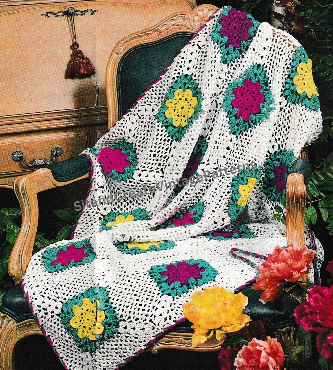 Vintage Crochet Spring Flower Afghan - Etsy