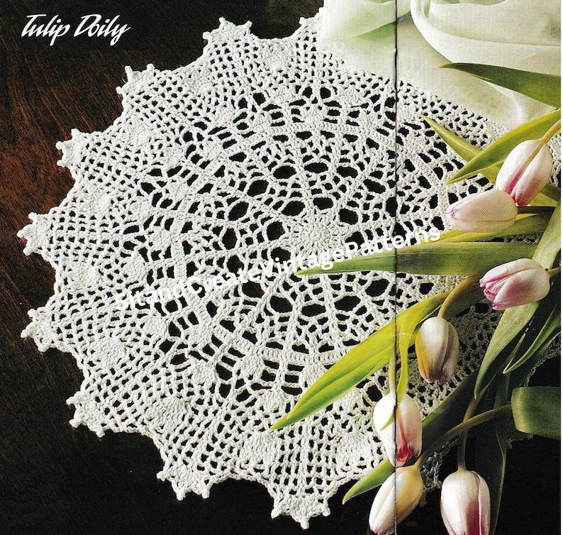 Vintage Crochet Lace Tulip Doily - Etsy