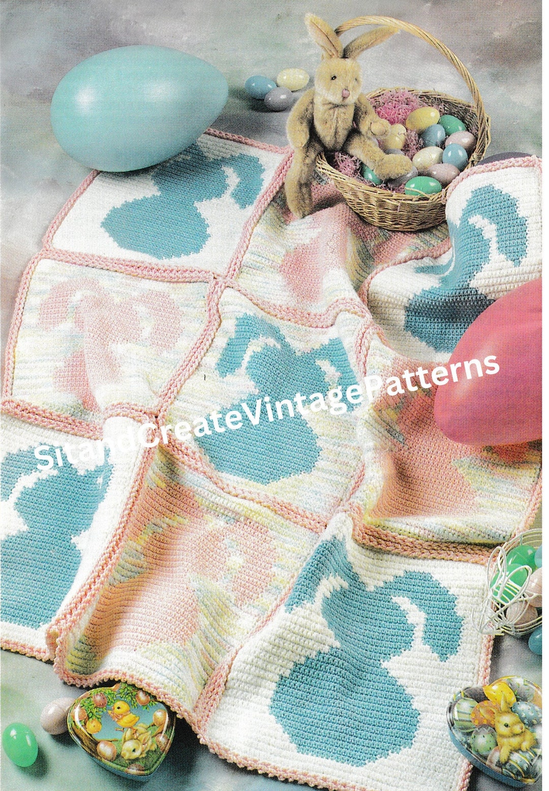 Vintage Crochet Bunny Afghan - Etsy