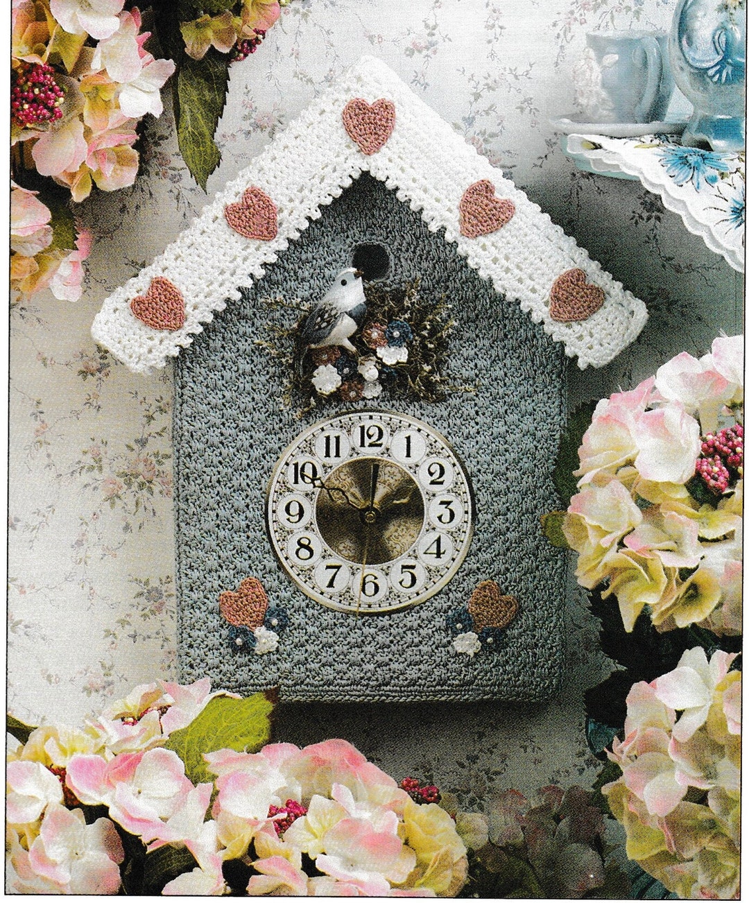 Vintage Crochet Birdhouse Wall Clock - Etsy