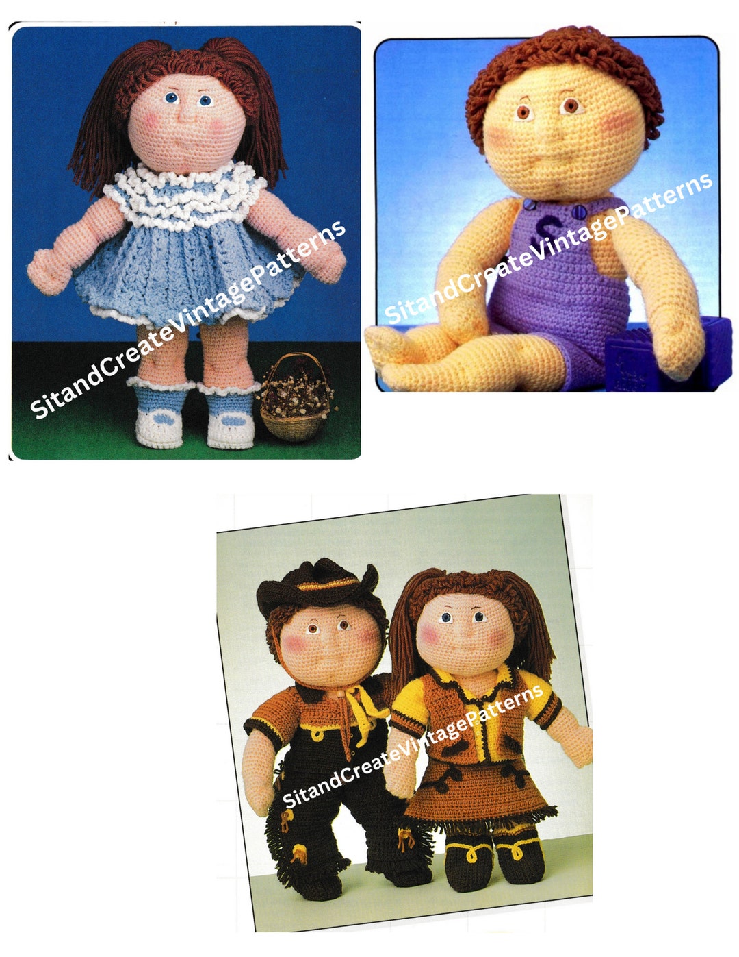 Vintage Crochet Debbie Ann and Scotty Doll/cowboy Set - Etsy