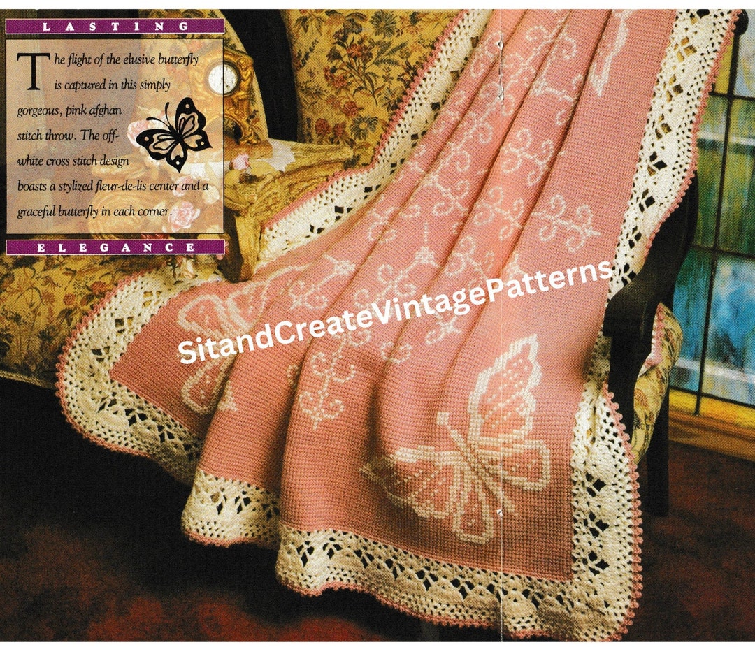 Vintage Crochet Butterfly Afghan - Etsy