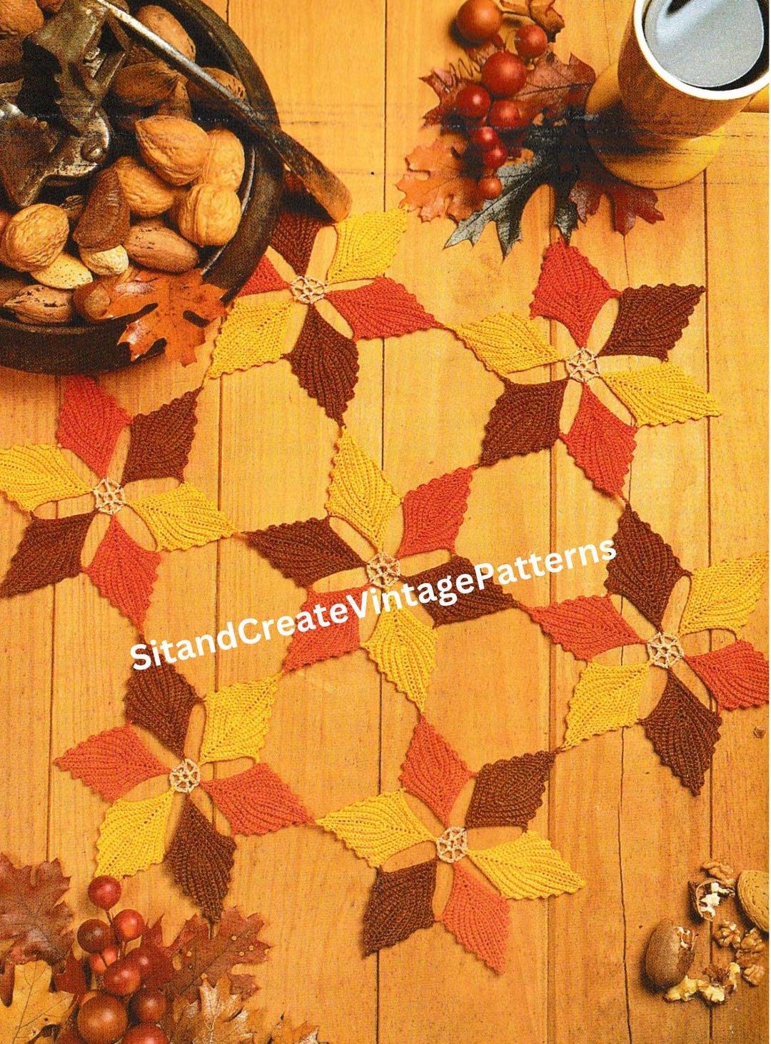 Vintage Crochet Autumn Leaves Doily - Etsy